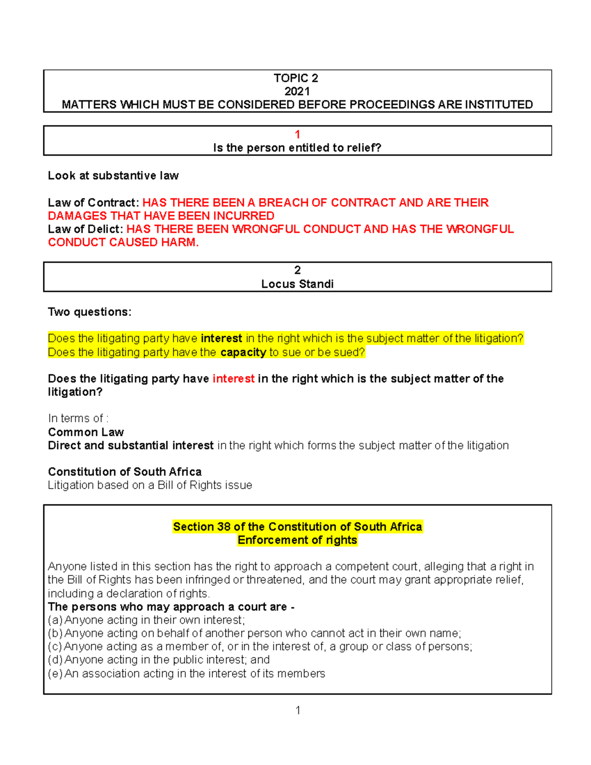 Civil topic 02 student edited the law of civil procedure - TOPIC 2 2021 ...