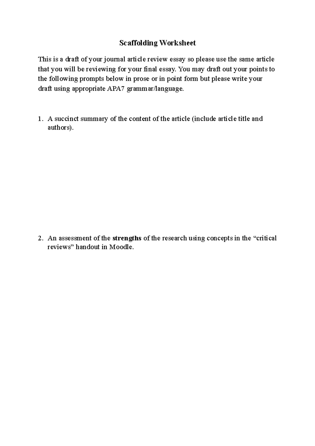 Tutorial 3 Journal draft 1 Scaffolding Worksheet - Scaffolding ...