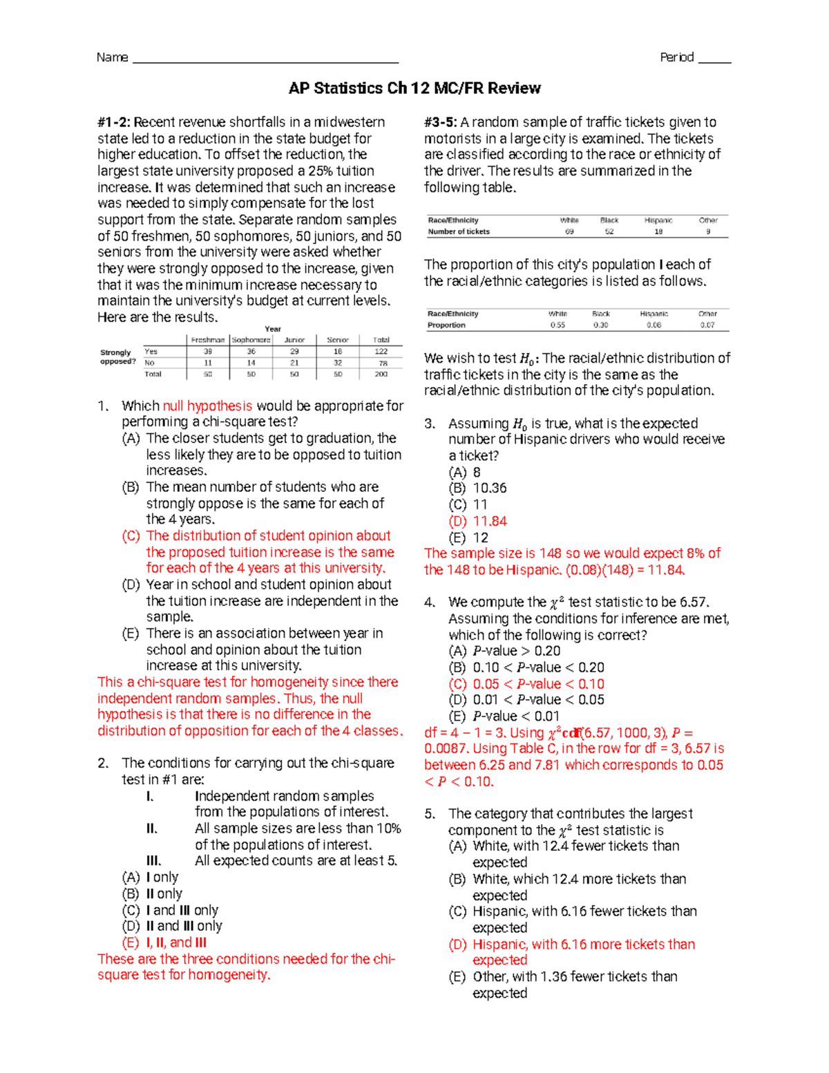 Ch 12 MC FR Review Solutions - Name ...