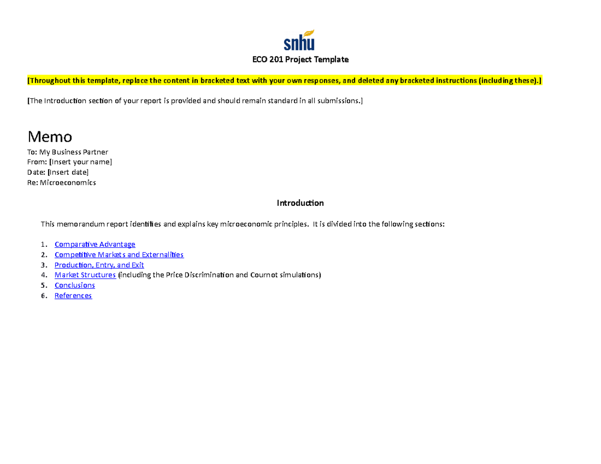 ECO 201 Project Template 3 - ECO 201 Project Template [Throughout this ...