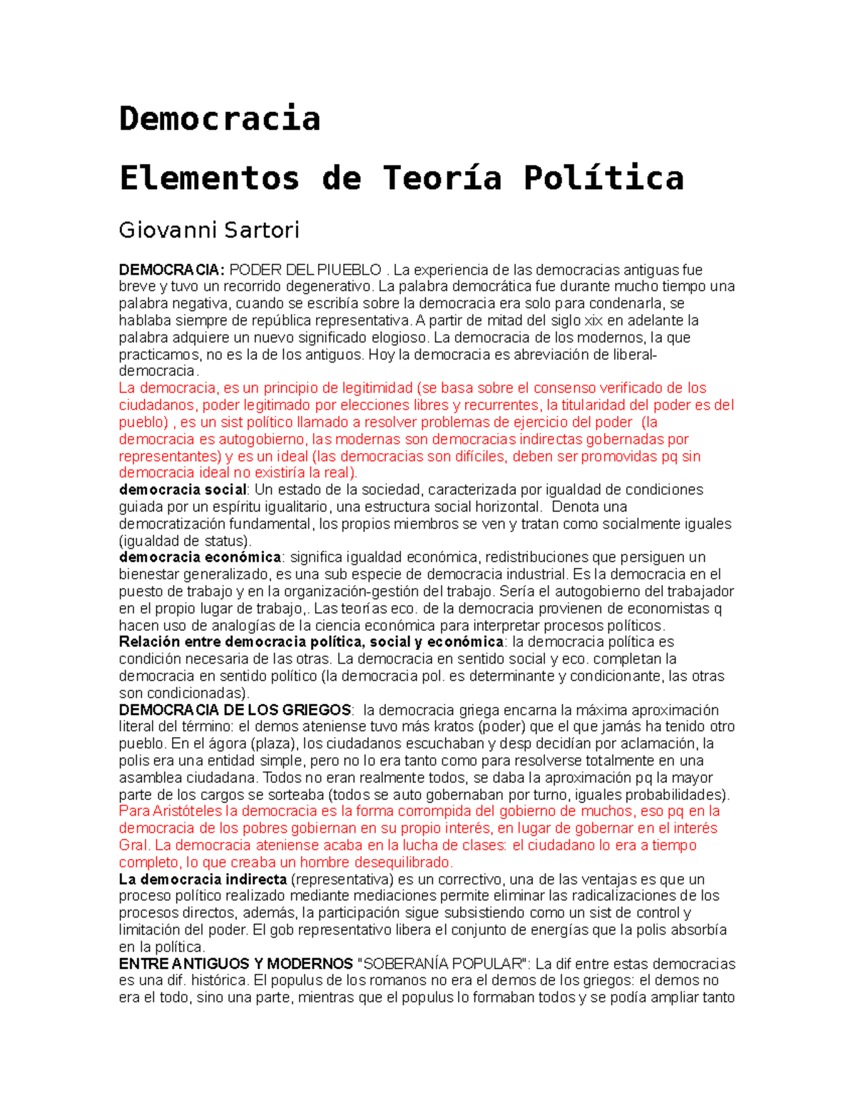 11 Sartori. Democracia elementos de teoria politica - Democracia ...