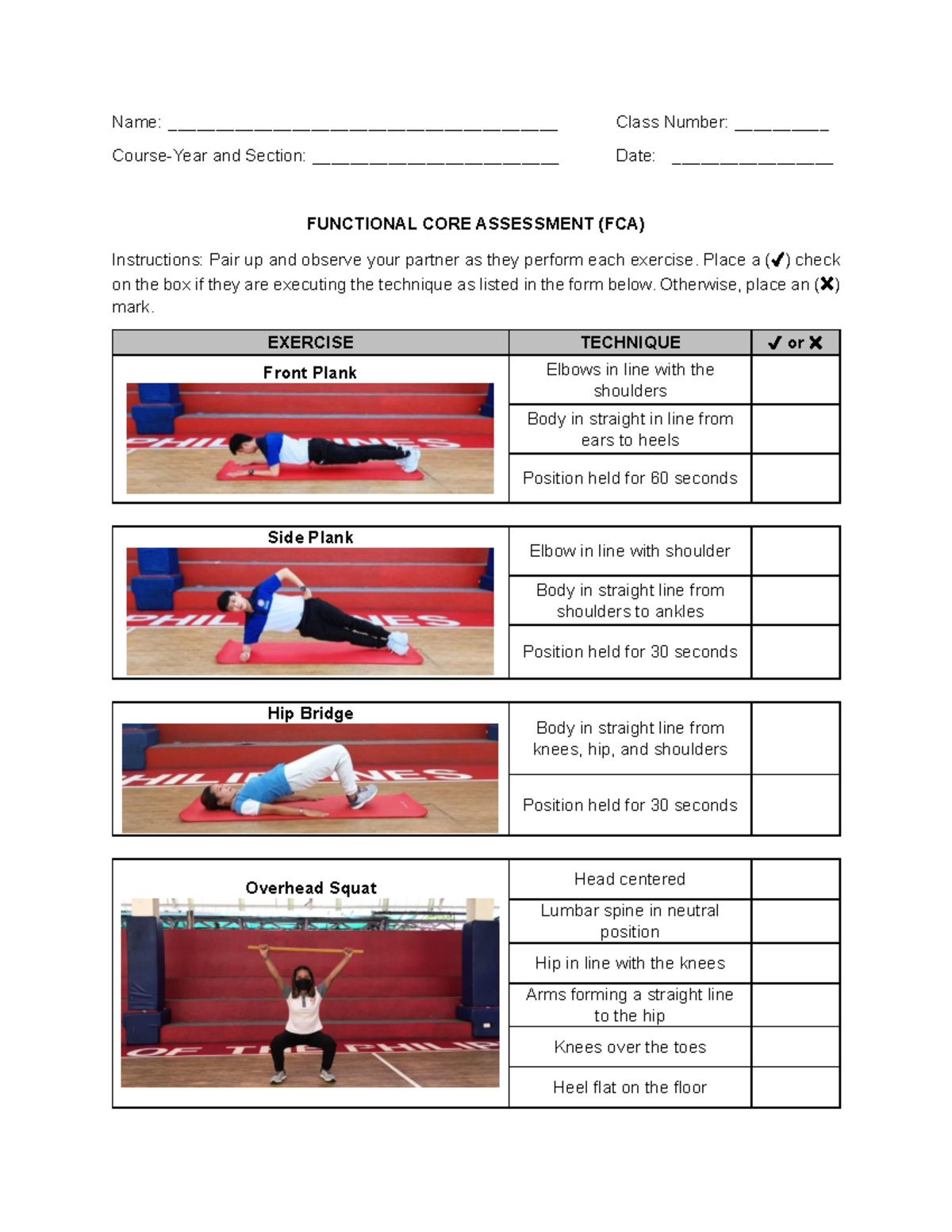 Functional-CORE- Assessment - Name ...