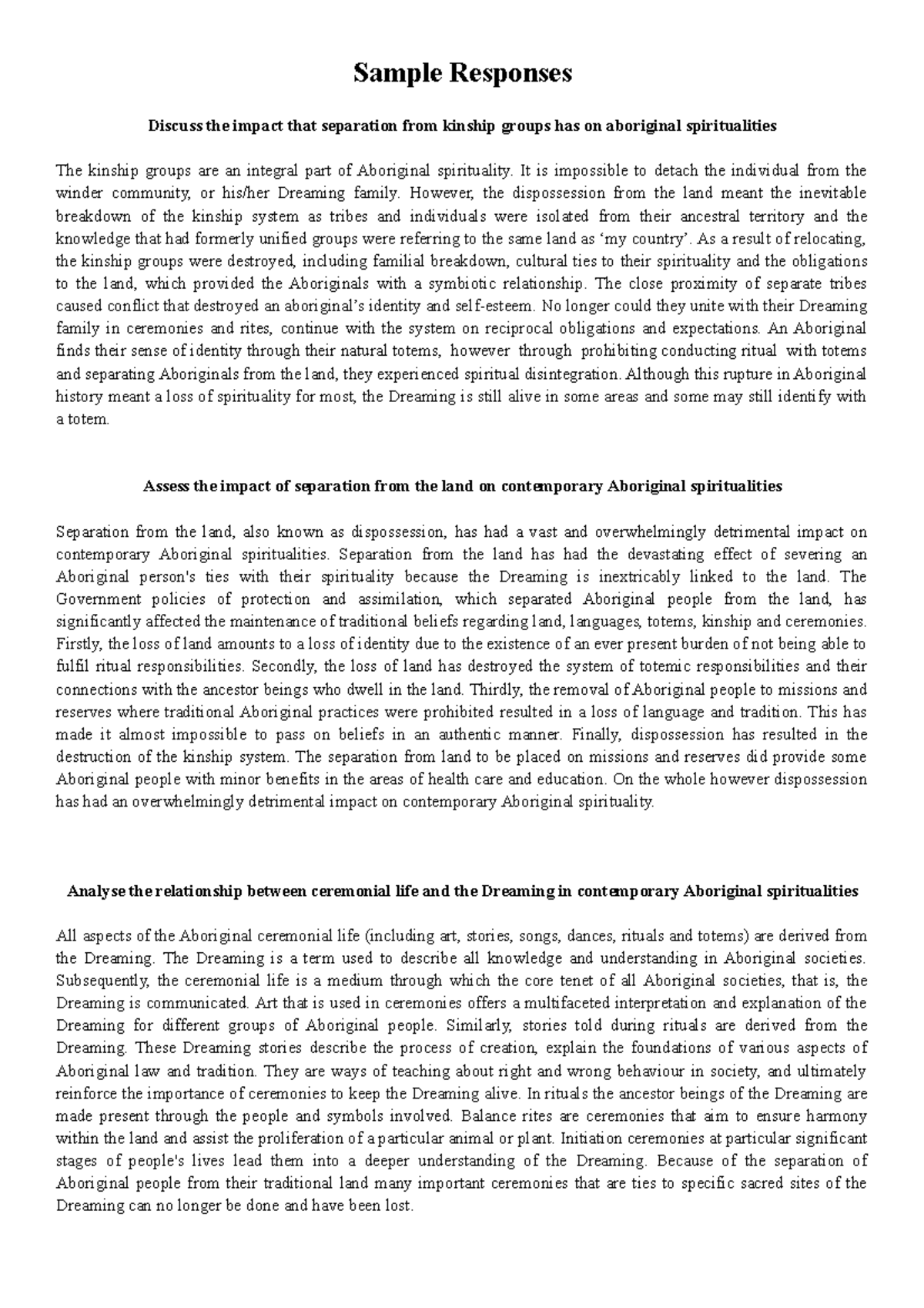 Sample Response II - SOR Examples - Sample Responses Discuss the impact ...