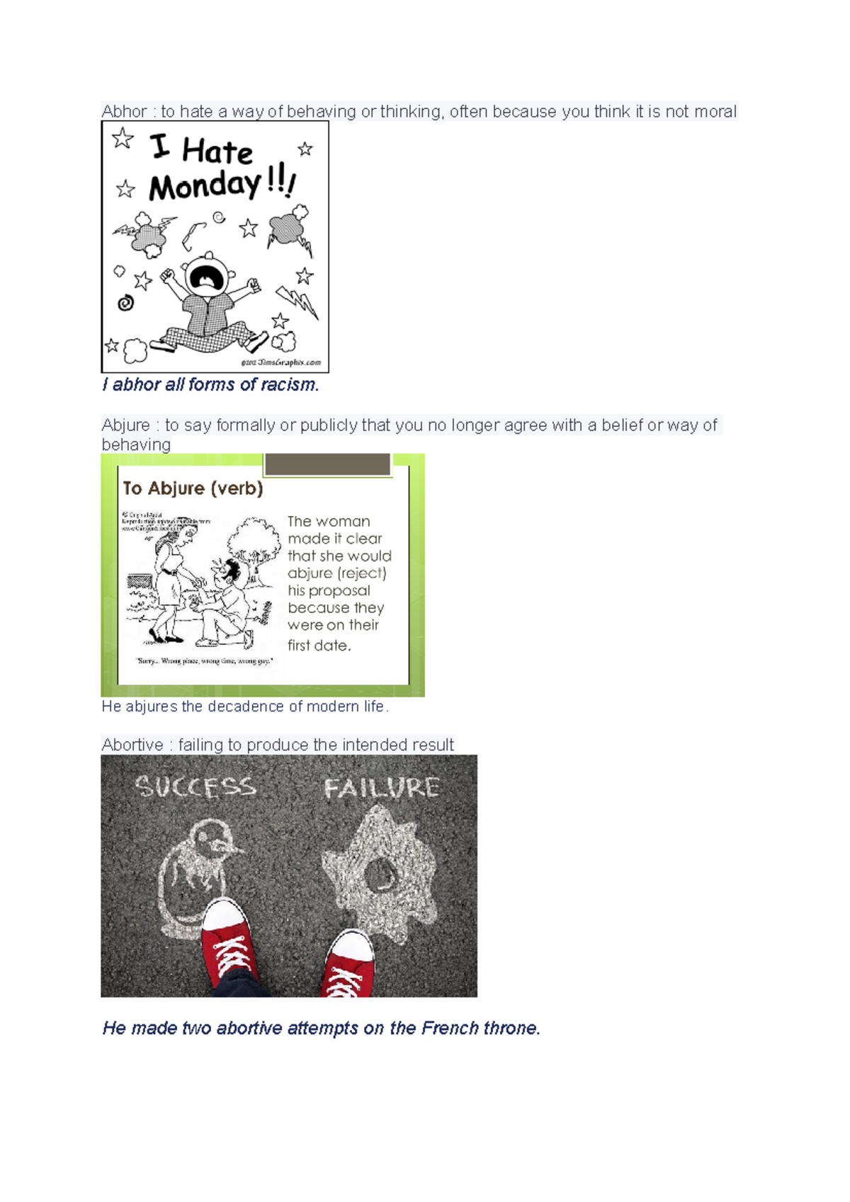 vocabulary list and example sentences - Abhor : to hate a way of ...