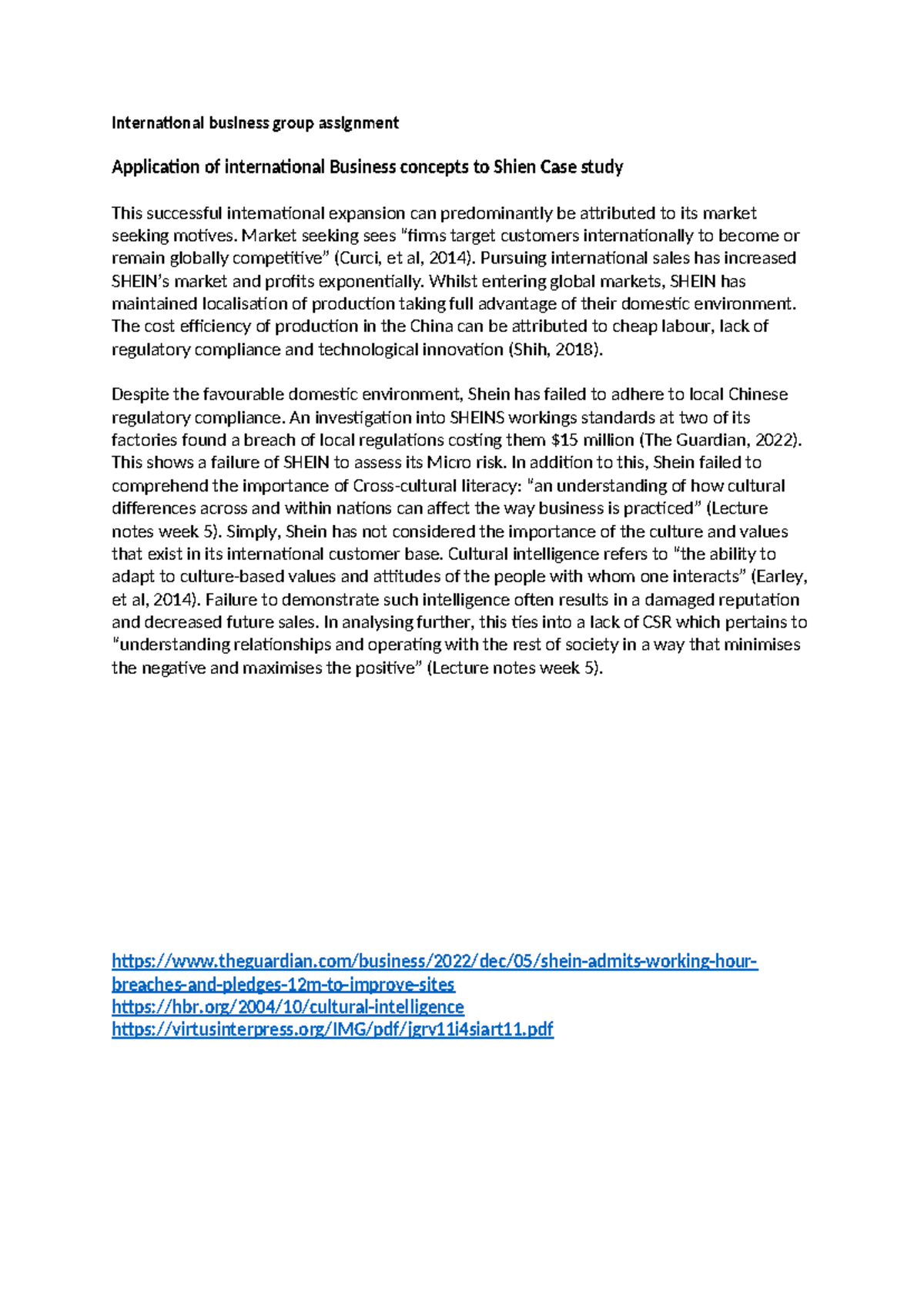 Group assignment International business - International business group ...