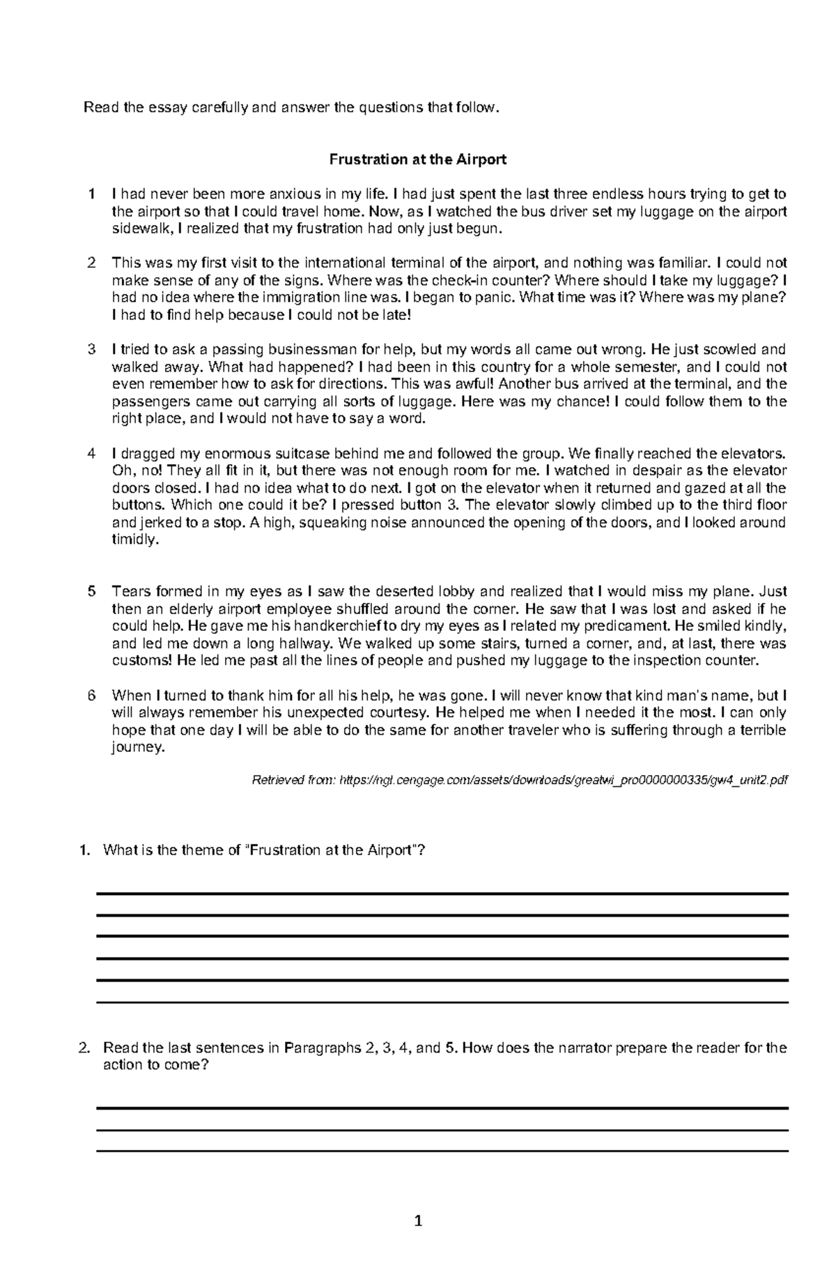 File 2 - asasassasasasasasa - 1 Read the essay carefully and answer the ...