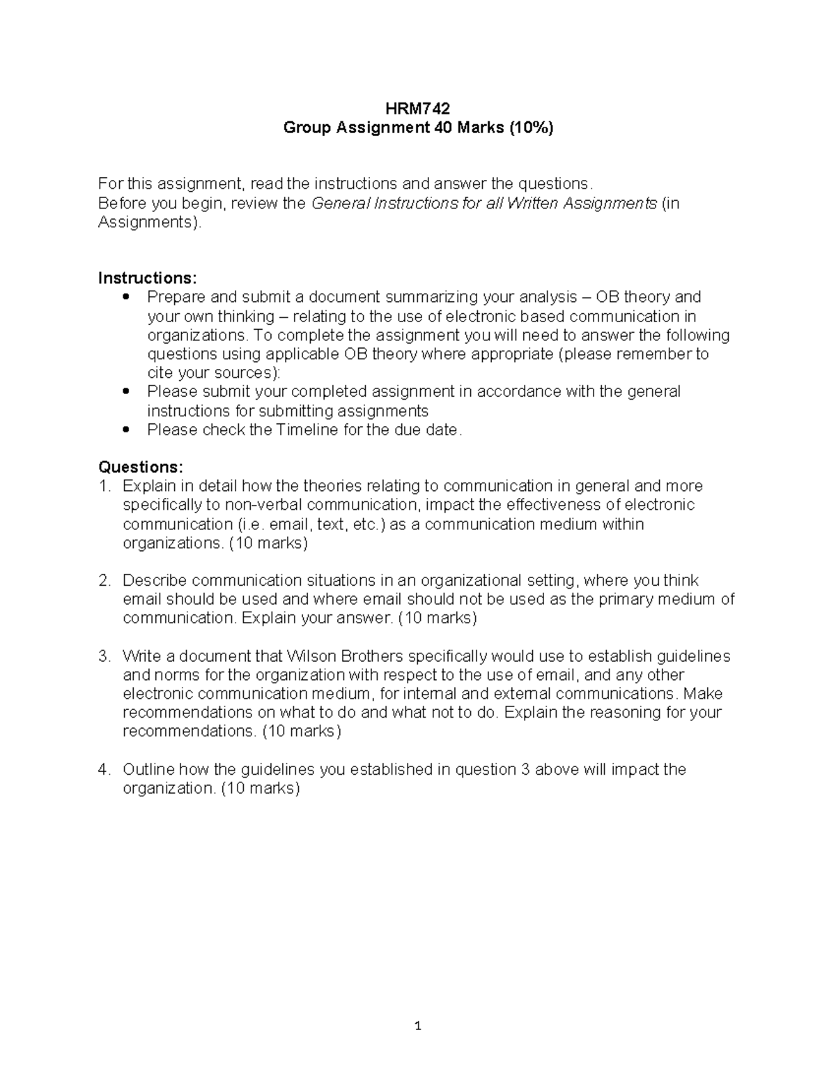 Group assignment instructions - HRM Group Assignment 40 Marks (10%) For this assignment, read ...