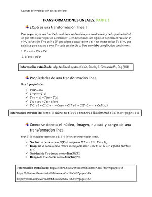Ejercicio de transformaciones lineales - Ejercicio de práctica TRANSFORMACIONES LINEALES. PARTE ...