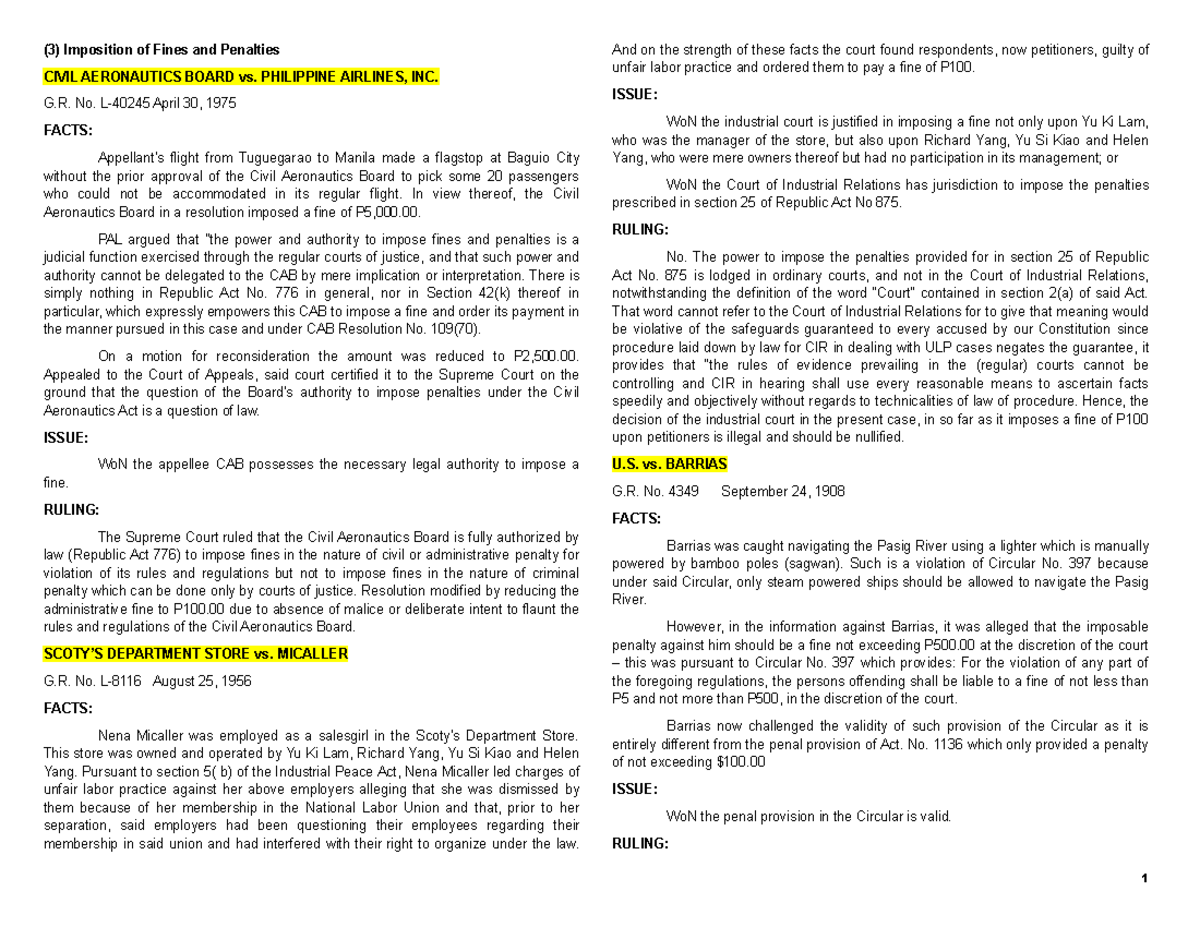 (3) Imposition of Fines and Penalties CIVIL AERONAUTICS BOARD vs ...
