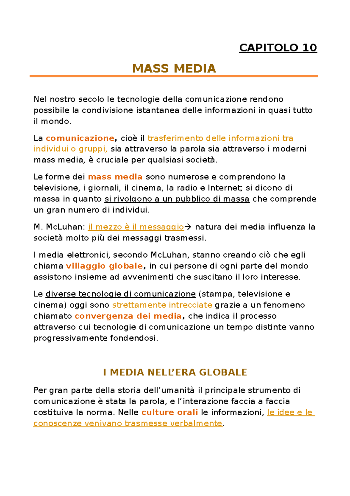 Capitolo 10 Introduzione alla sociologia - CAPITOLO 10 MASS MEDIA Nel ...