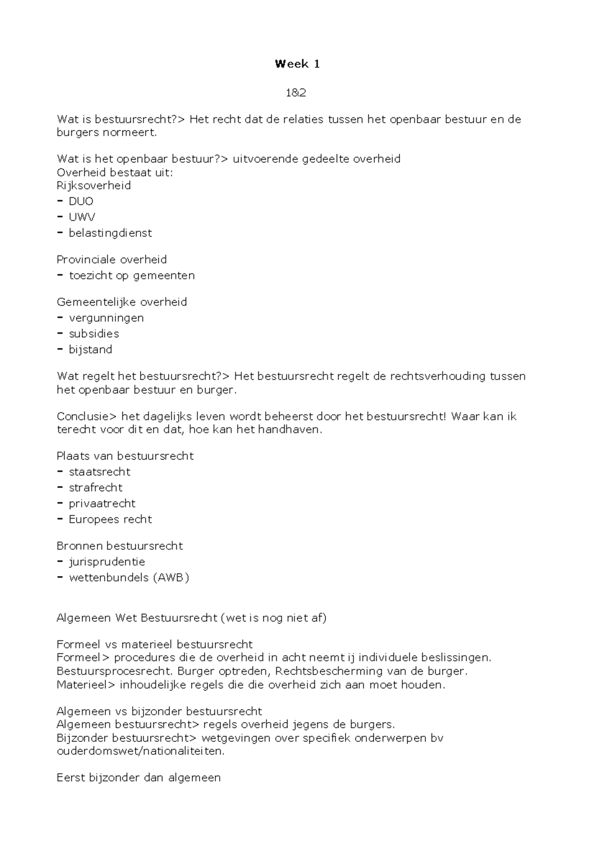 Webcollege - Week 1 Wat is Het recht dat de relaties tussen het ...