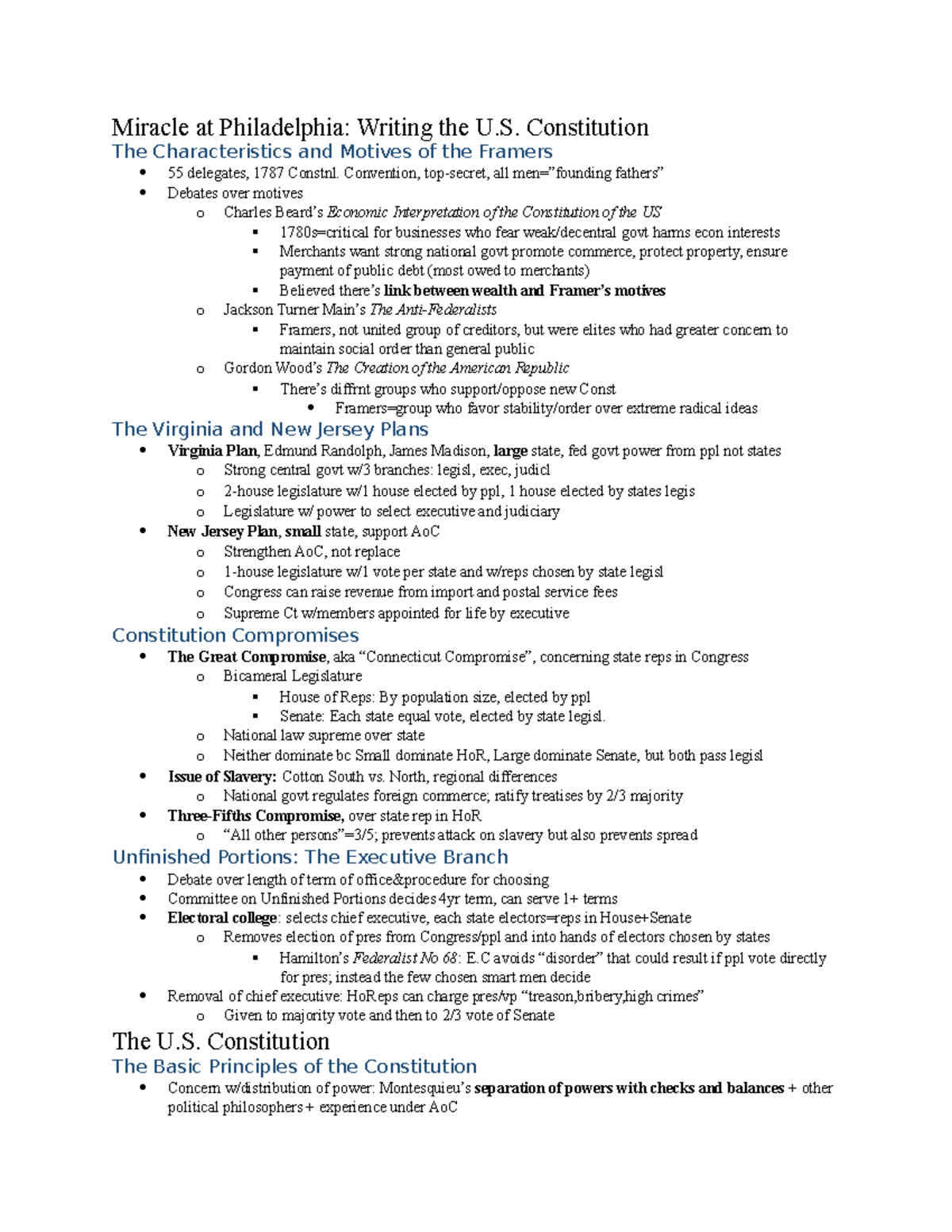 The constitution chapter 2 cheat sheet - Miracle at Philadelphia ...