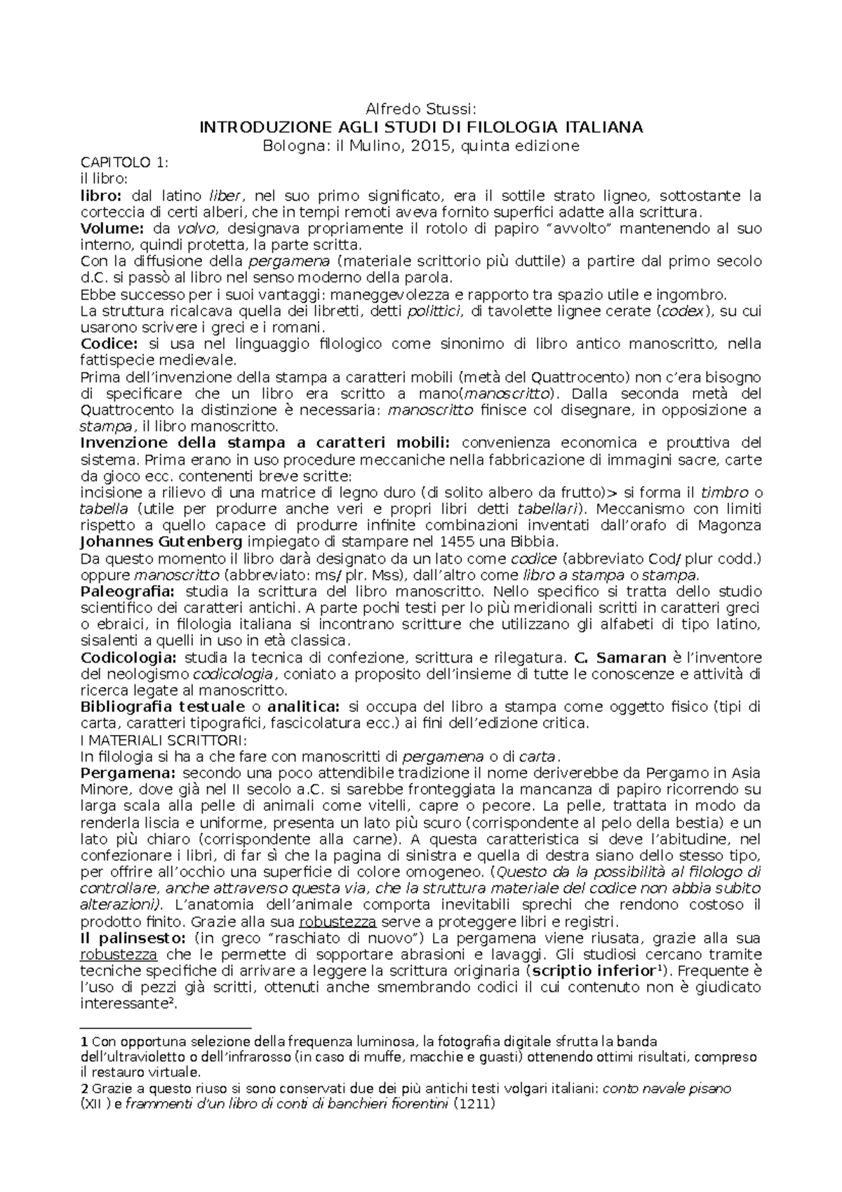 Filologia Italiana Manuale completo - Alfredo Stussi: INTRODUZIONE AGLI ...