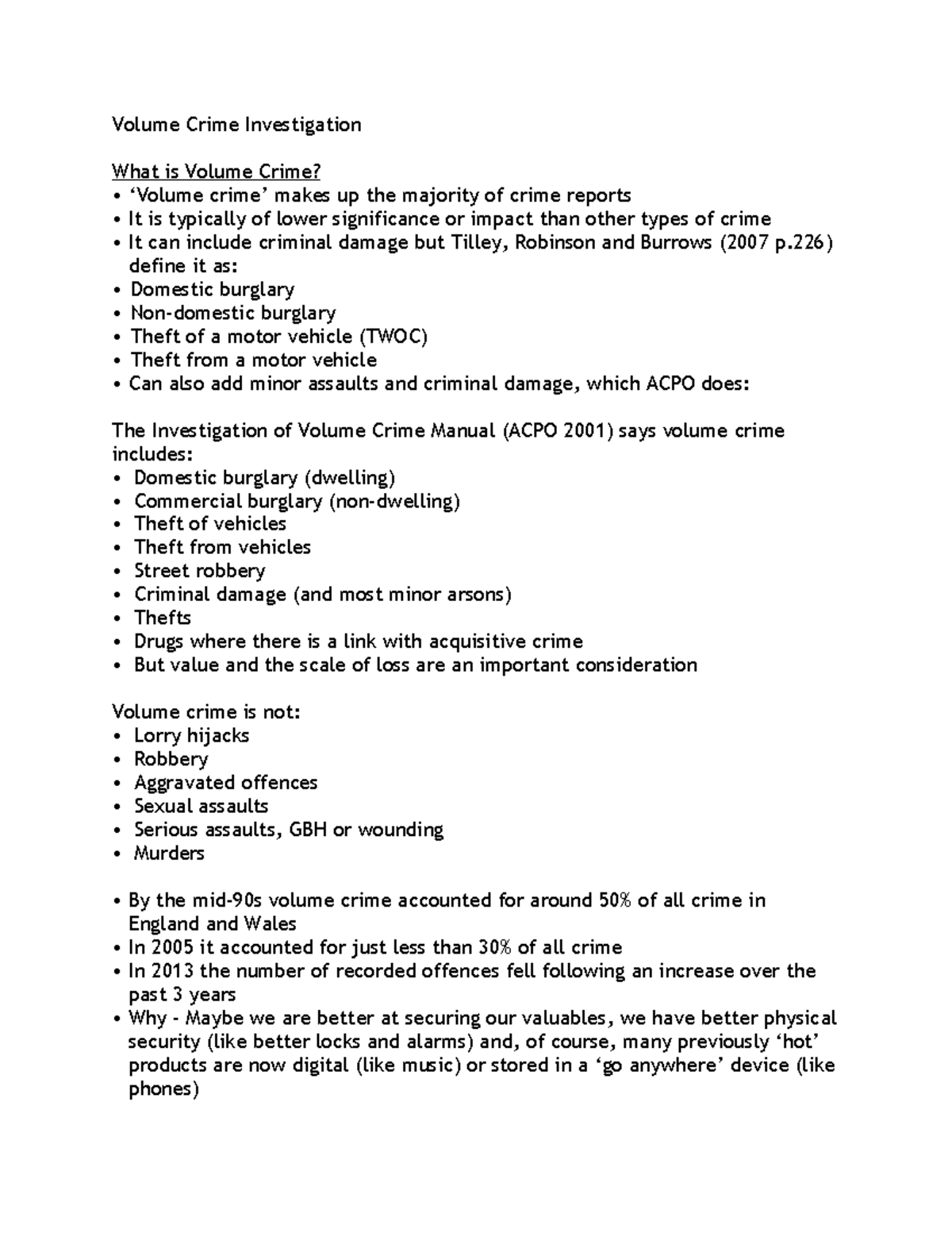 Volume Crime Investigation - Additionally, burglary has fallen by 71% ...