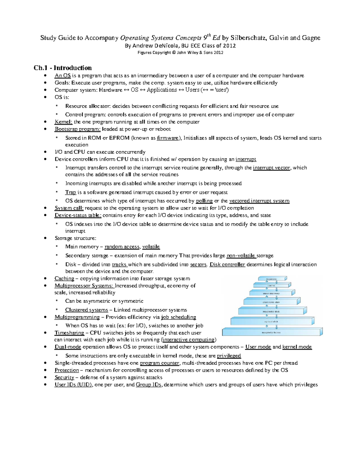 Lecture notes, lectures 1-12 - Study Guide to Accompany Operating ...
