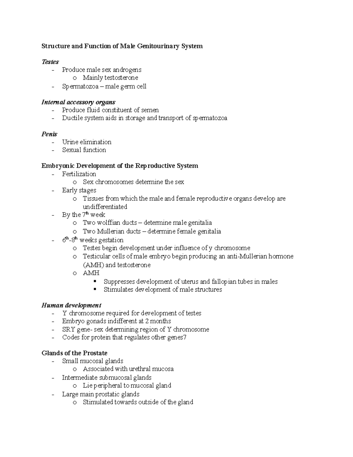 Structure and Function - Male Genitourinary System - Structure and ...