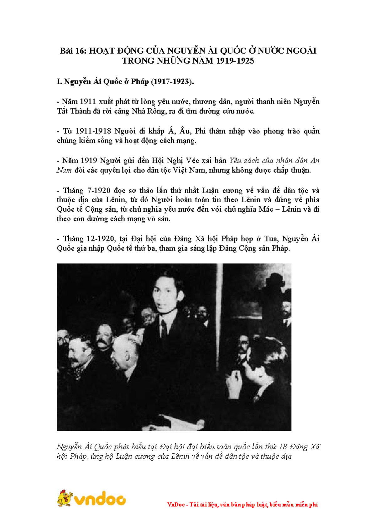 Nhung hoat dong cua nguyen ai quoc o nuoc ngoai trong nhung nam 1919 1925 - Bài 16: HOẠT ĐỘNG ...