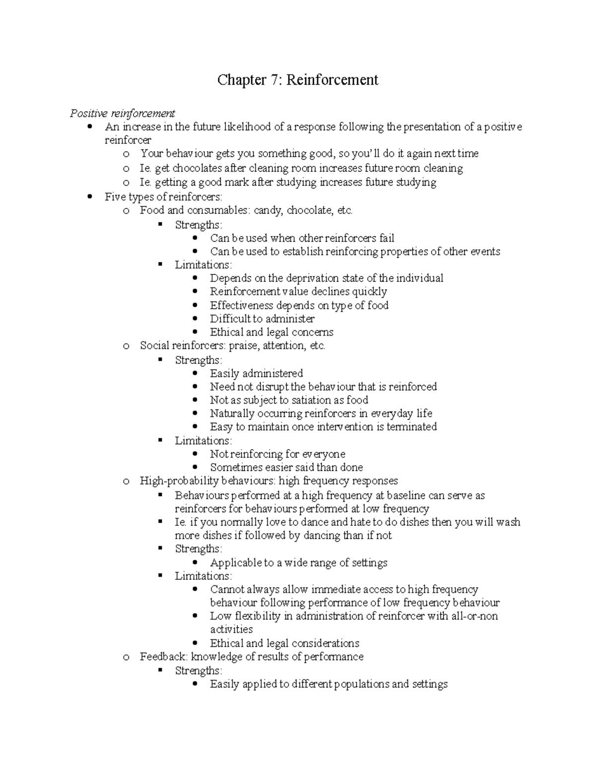 Chapter 7 - Reinforcement - Chapter 7: Reinforcement Positive ...