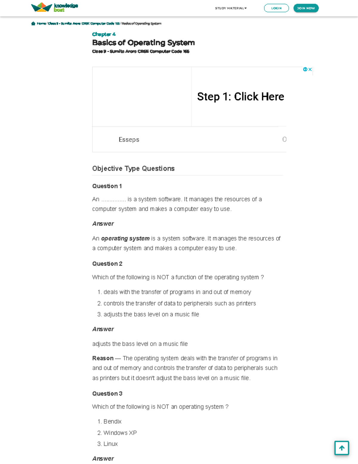 Chapter 4 Basics of Operating System Computer Applications Code 165 Class 9 Solutions CBSE ...