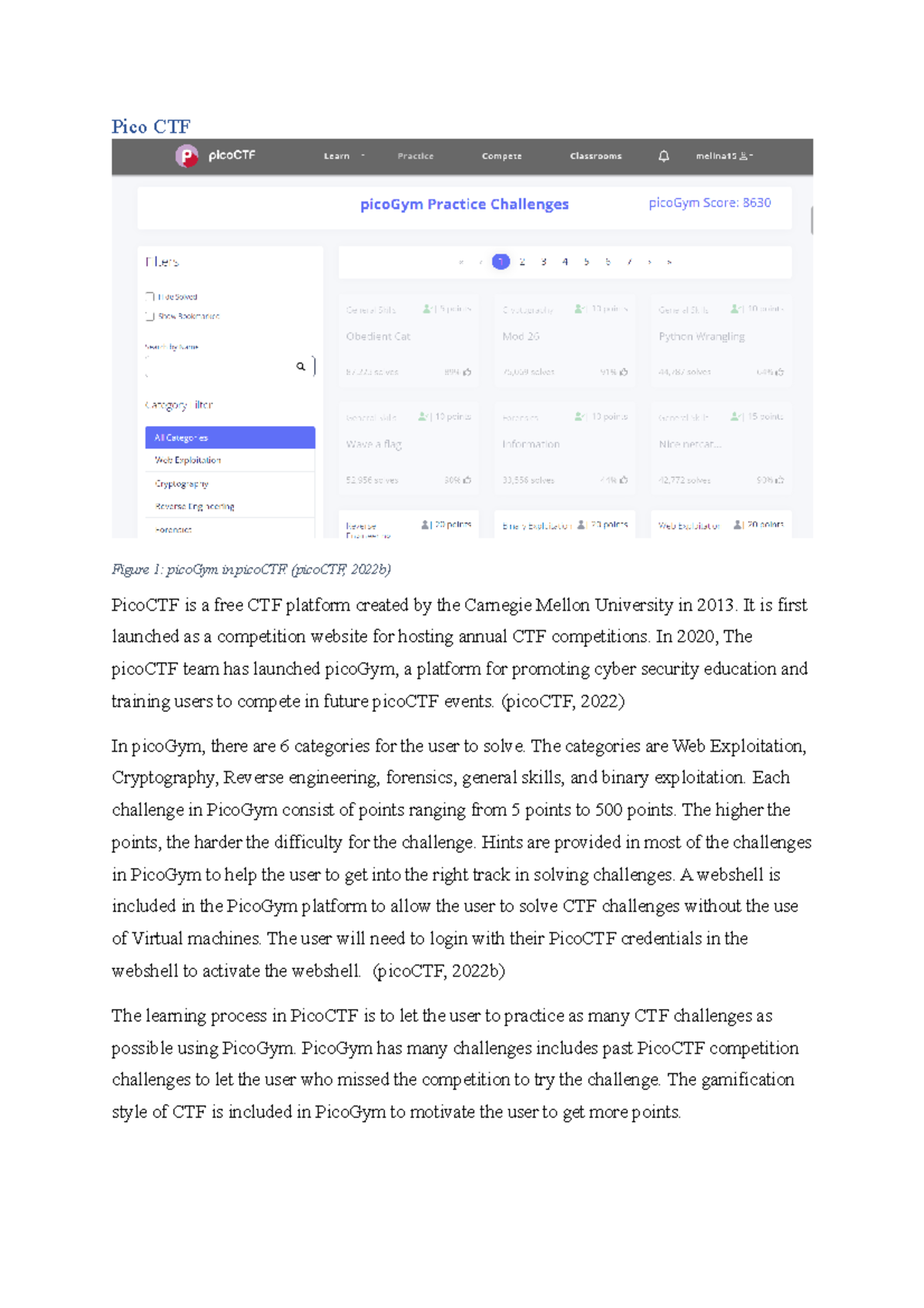 Ctf Group Assignment Pico Ctf Figure 1 Picogym In Picoctf Picoctf