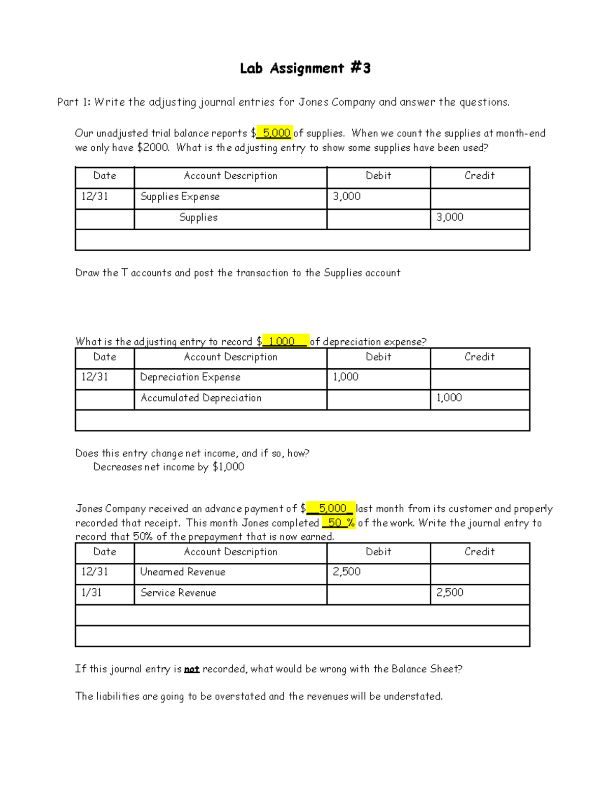 Lab 3 (Ch 4) Assignment Student - Lab Assignment Part 1: Write the ...