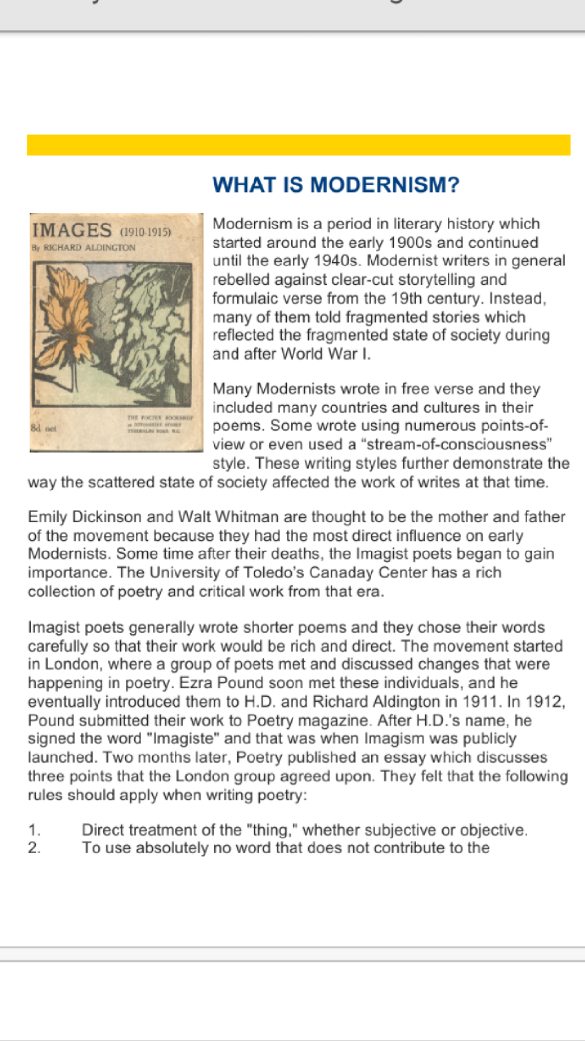 Modernism - history of English literature - English Composition And ...