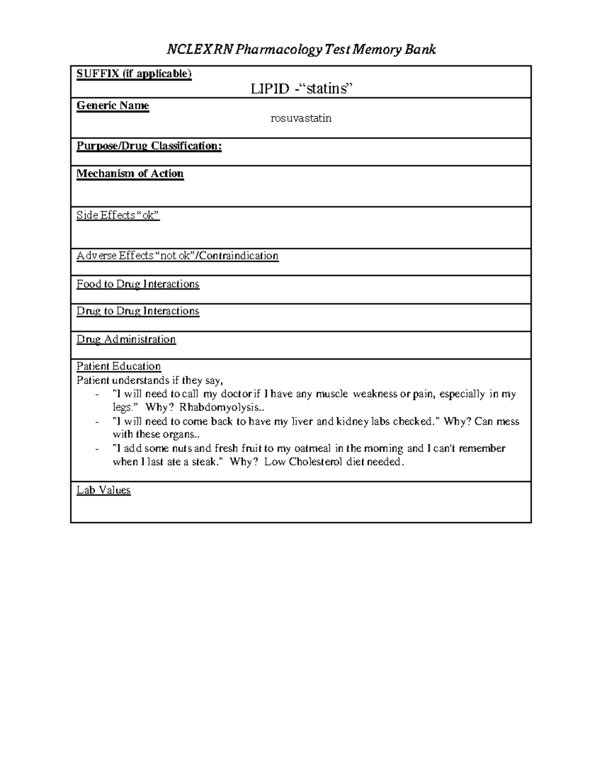 Drugs for N316 2022 - NCLEX RN Pharmacology Test Memory Bank SUFFIX (if ...
