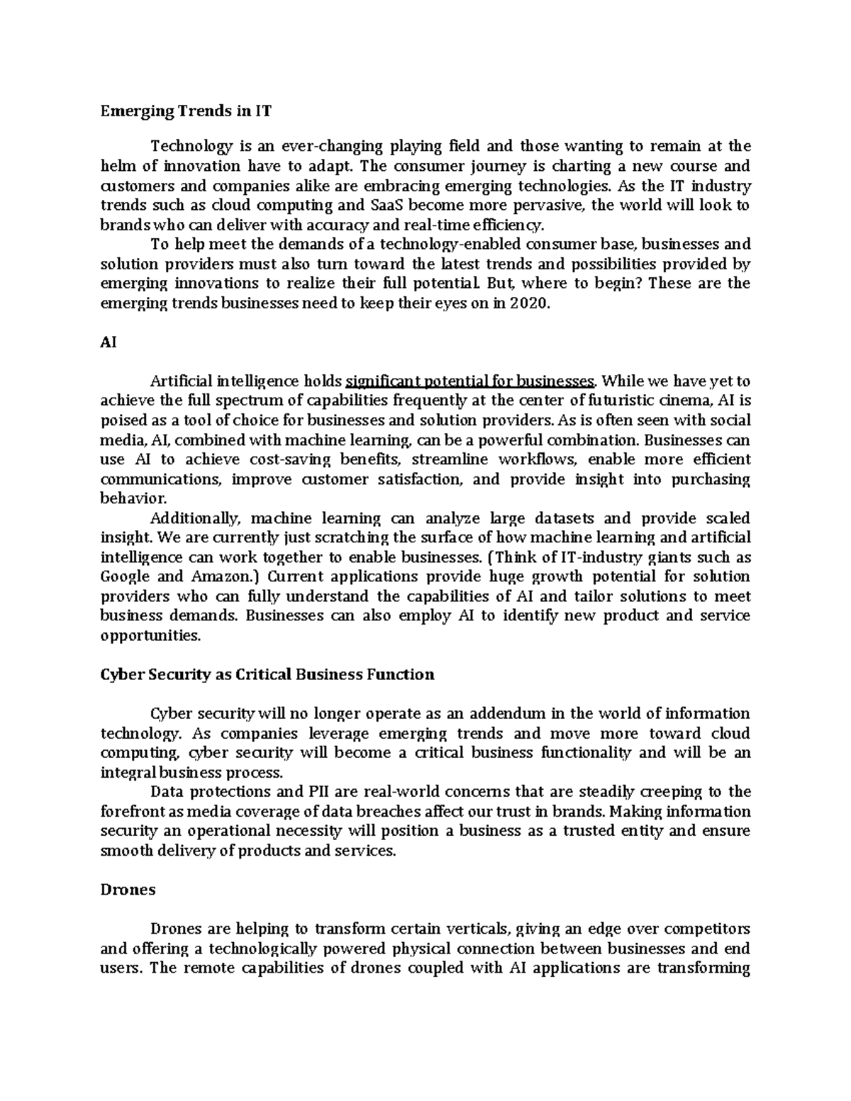 Emerging Trends in IT - Emerging Trends in IT Technology is an ever ...