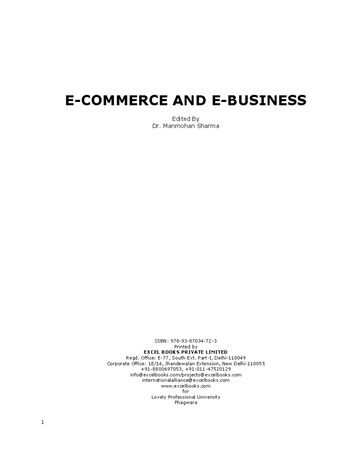 E commerce and ebusiness e-book - E-COMMERCE AND E-BUSINESS Edited By ...