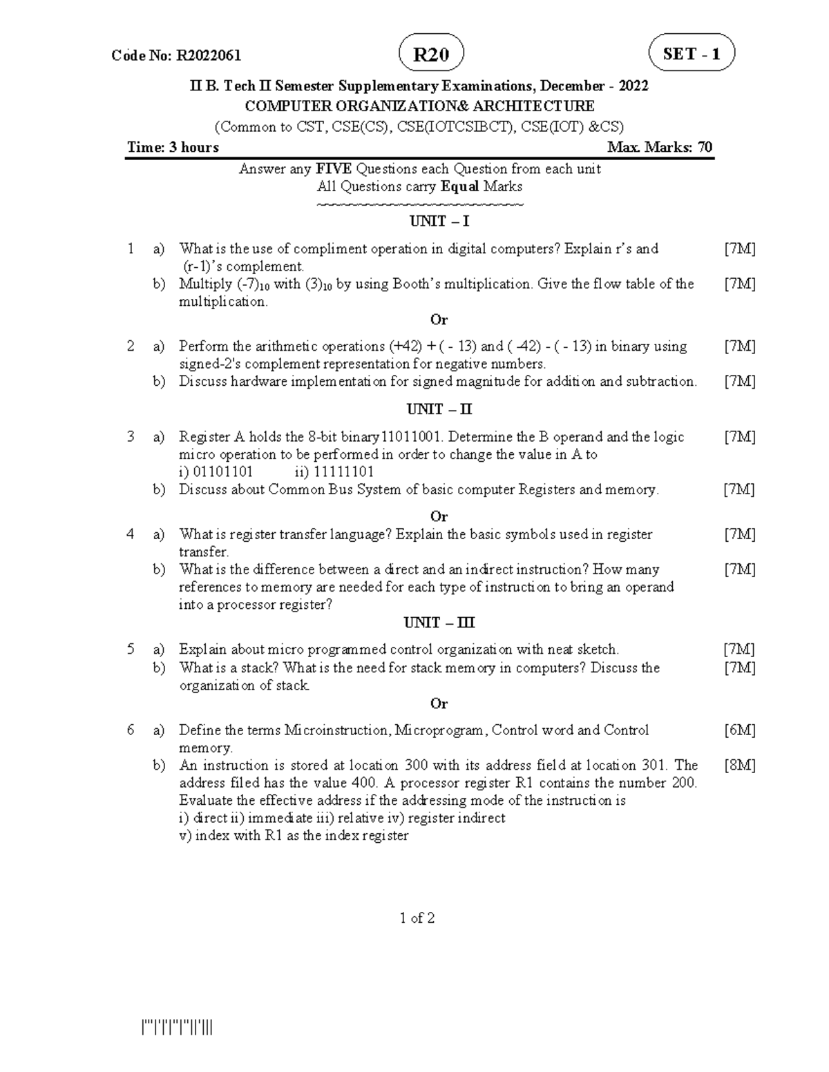 Computer Organization Architecture DEC 2022 - |'''|'|'|''|''||'||| : II ...