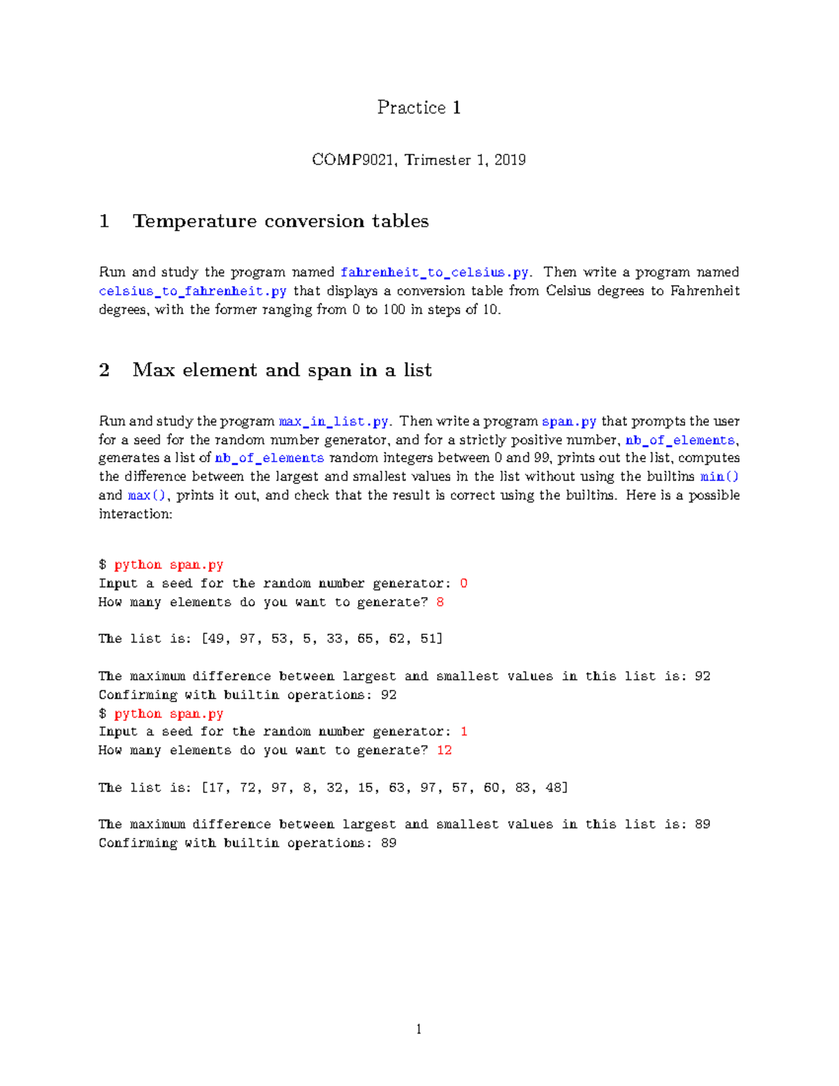 Practice 1 - Practice 1 COMP9021, Trimester 1, 2019 1 Temperature ...