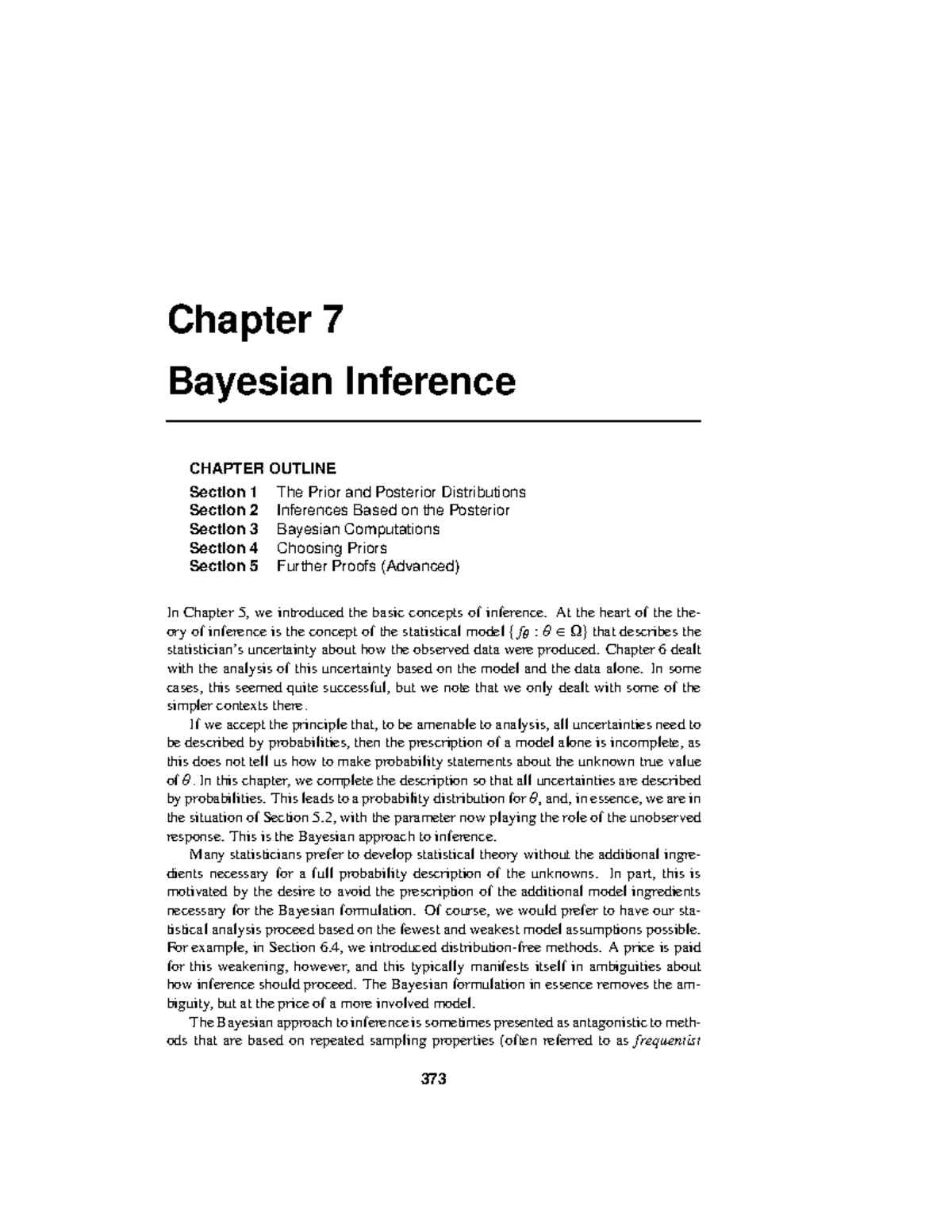 Bayesian Inference - Chapter 7 Bayesian Inference CHAPTER OUTLINE Section 1 The Prior and ...