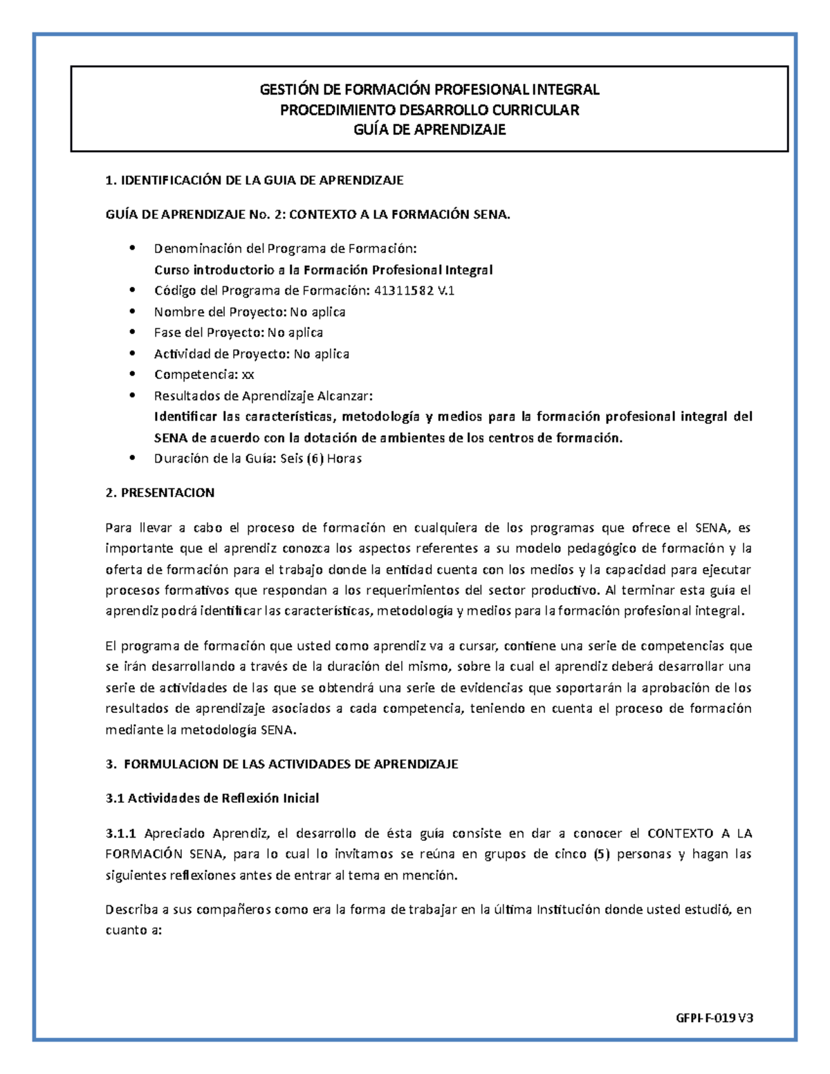 GFPI-F-019 Formato Guia de Aprendizaje No. 2 Induccion - GESTIÓN DE FORMACIÓN PROFESIONAL ...