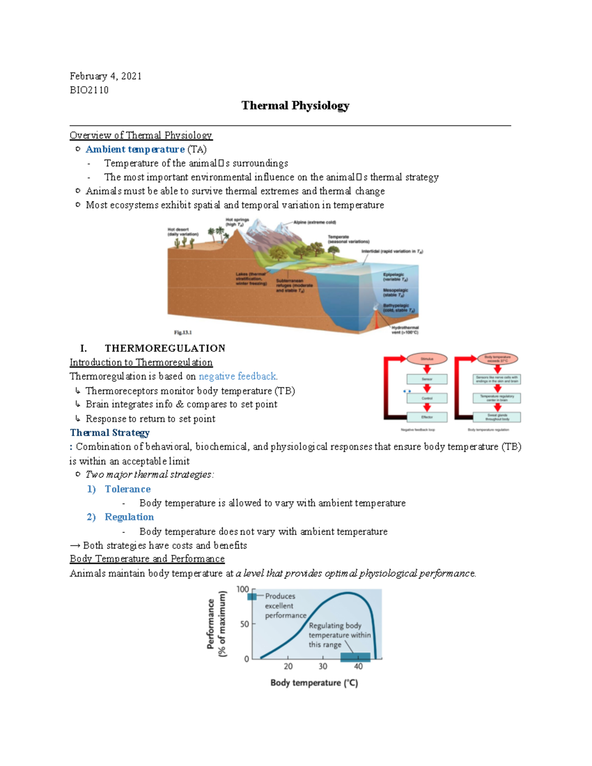 Lecture 9 Thermal Physiology - February 4, 2021 BIO Thermal Physiology ...