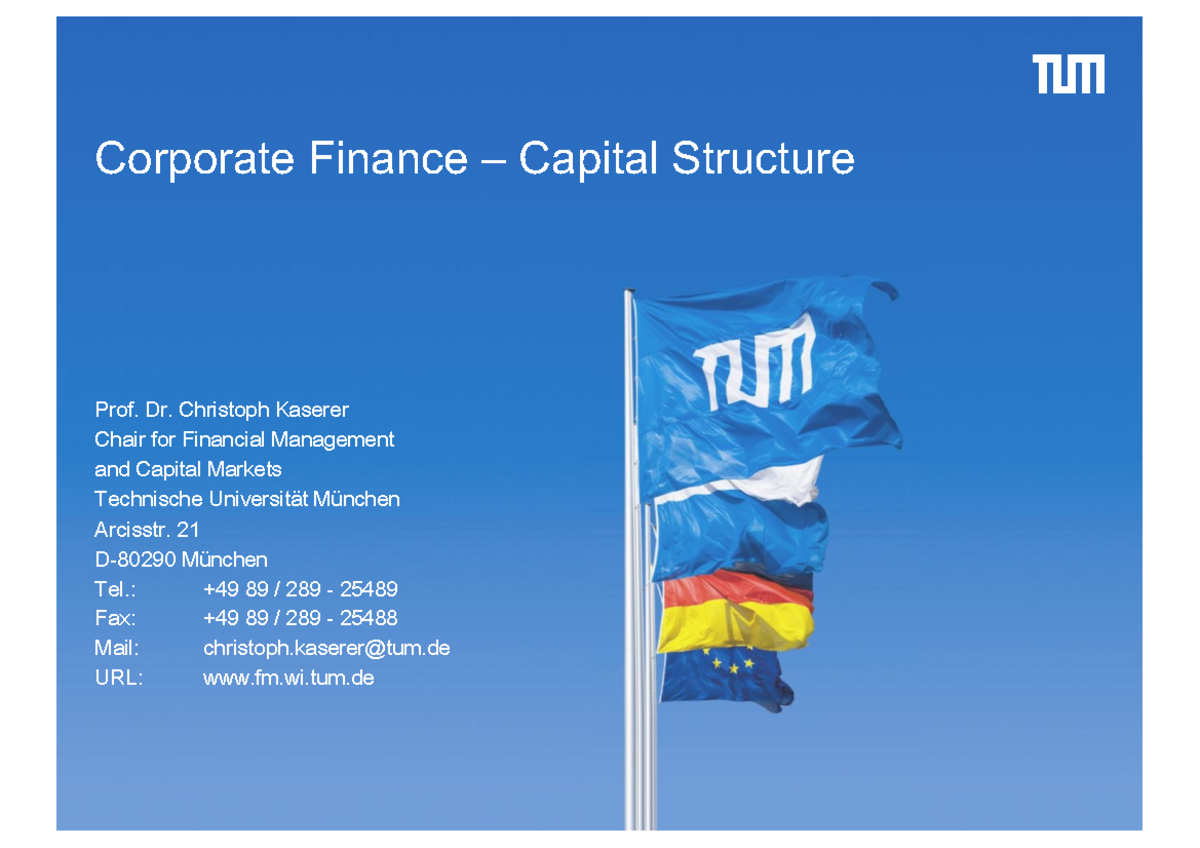 Corp Fin Capital Structure 2022 - Corporate Finance – Capital Structure ...
