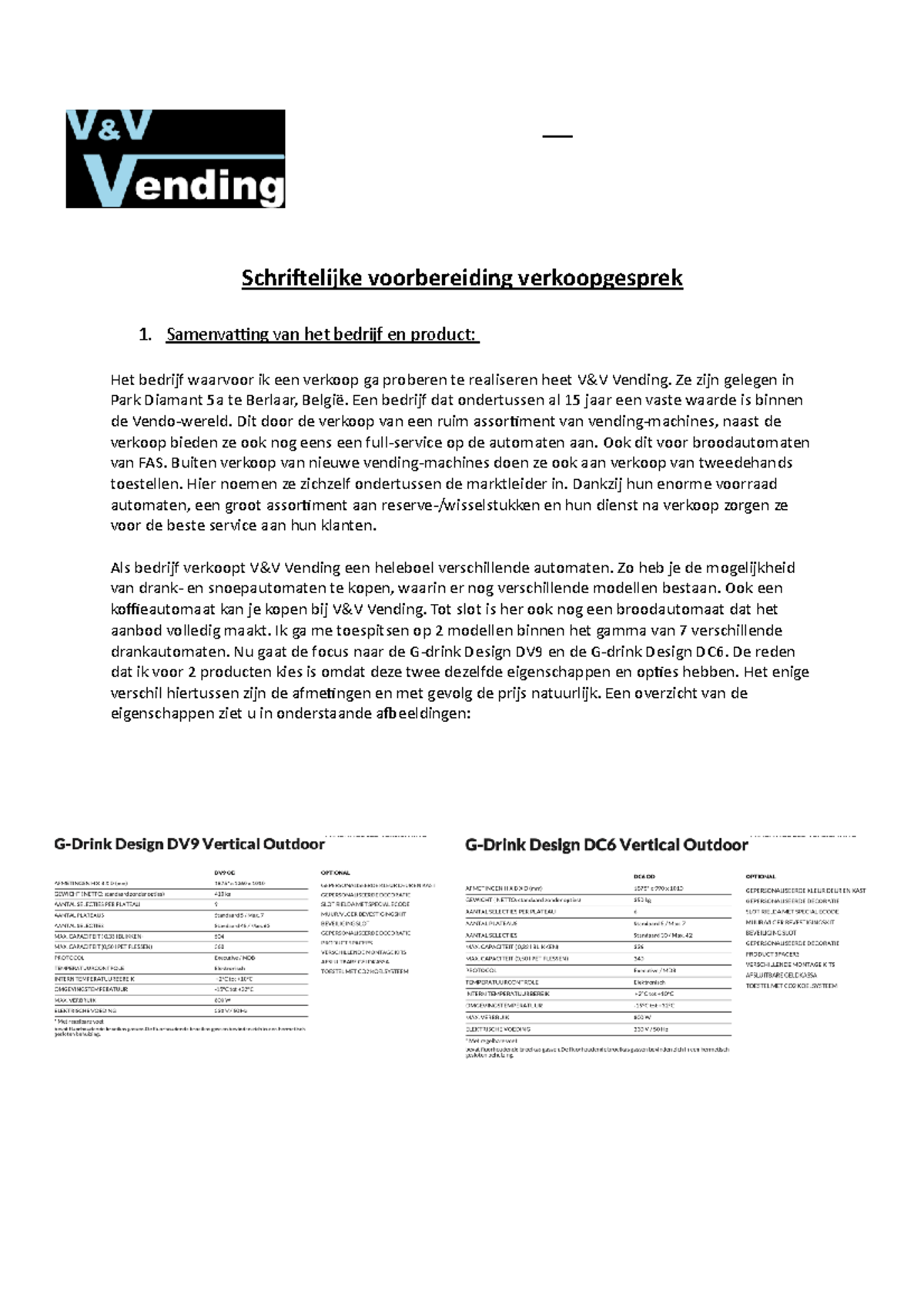 Schriftelijke voorbereiding verkoopgesprek - Samenvatting van het ...