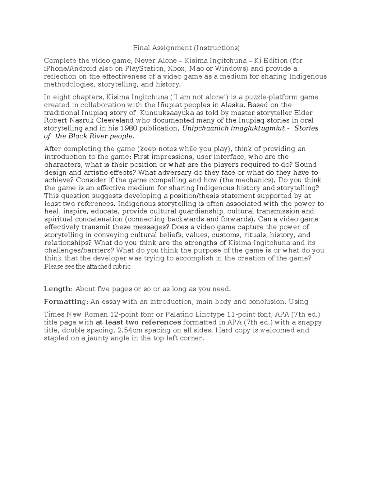 Final Assignment Instructions Final Assignment Instructions