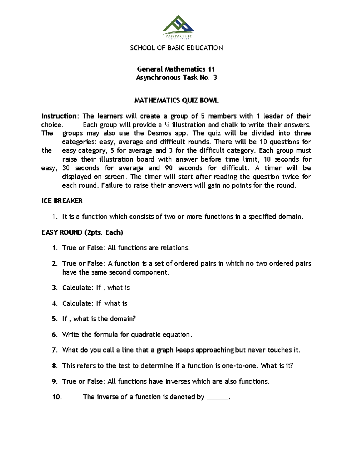 AT 3 - Lesson Plan, Asynchronous Tasks and Exam - SCHOOL OF BASIC ...