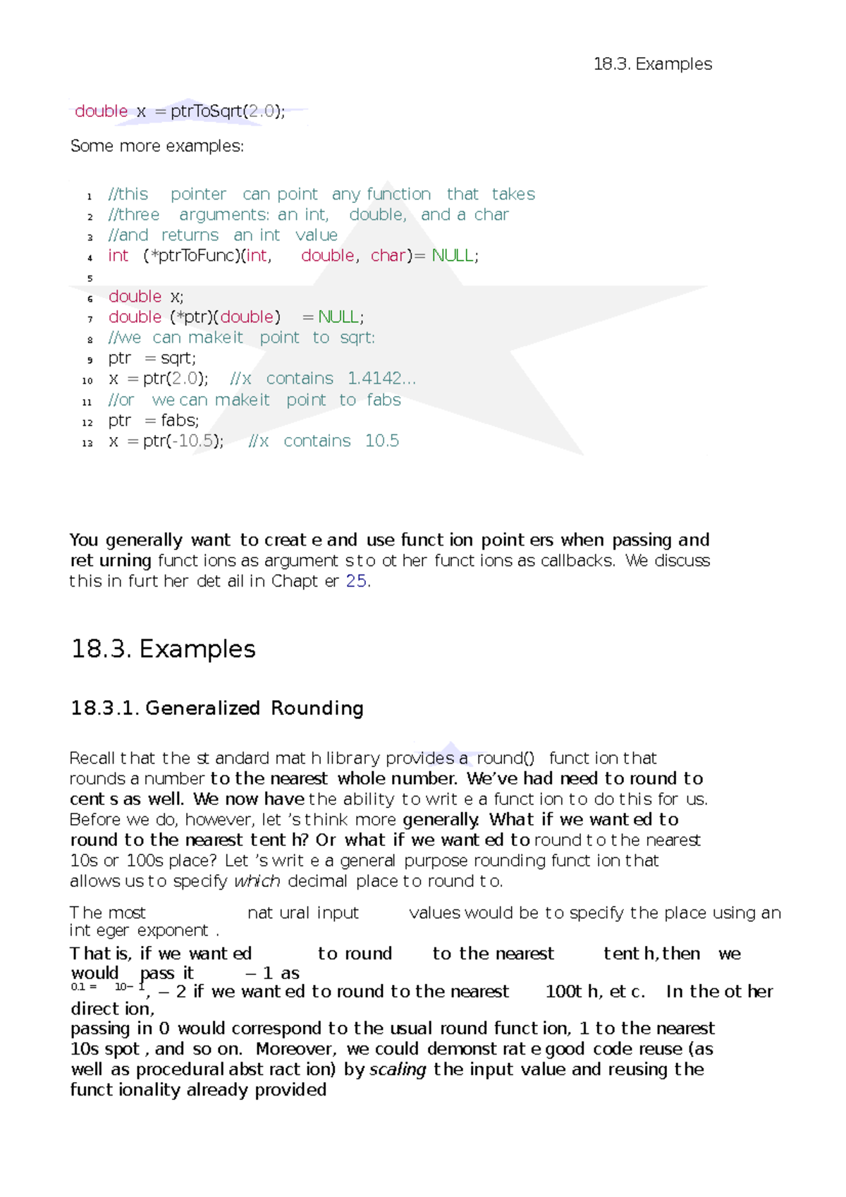 Cs115 intro to computer science(31) - Examples double x = ptrToSqrt(2 ...