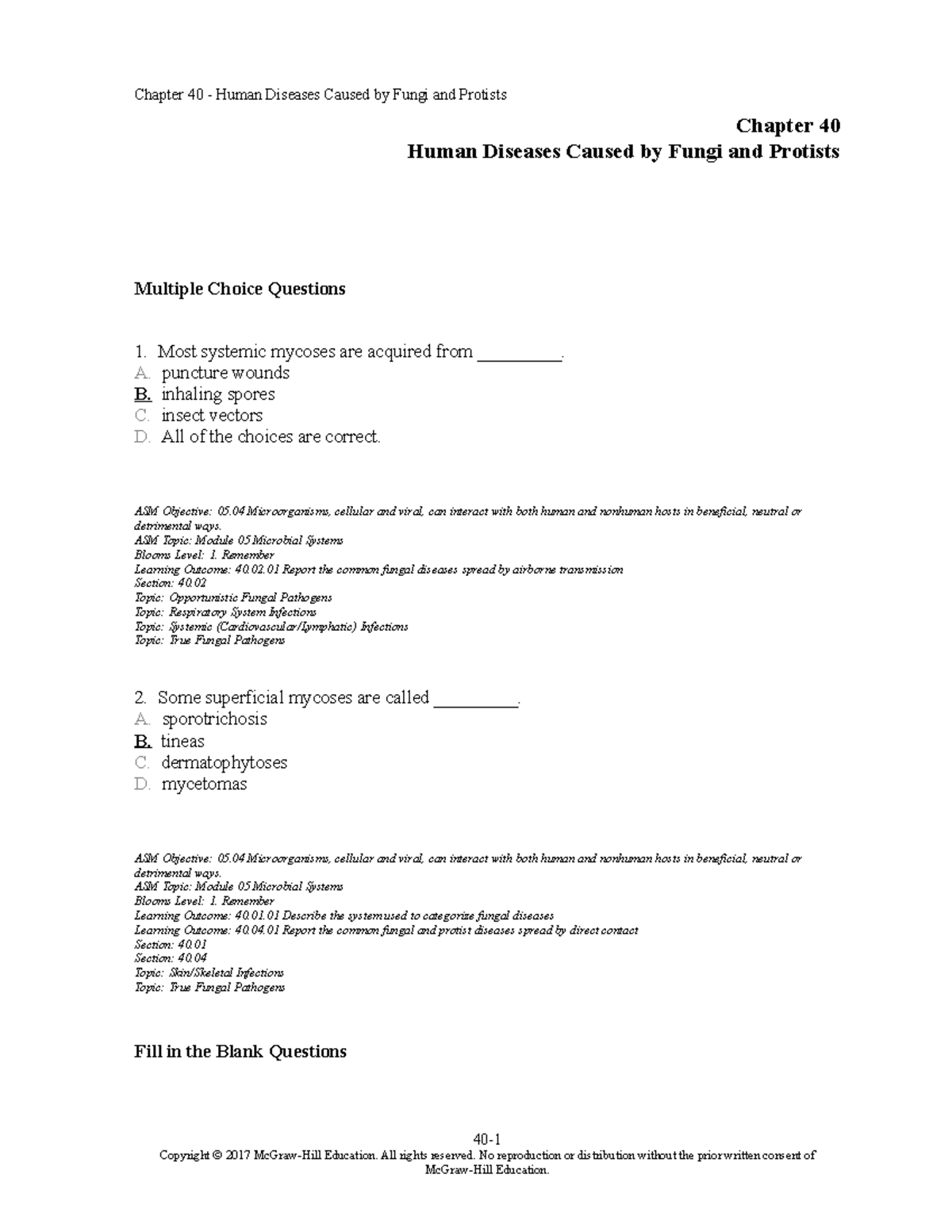 Chap040 - Prescotts 10th Ed. - Chapter 40 Human Diseases Caused by ...