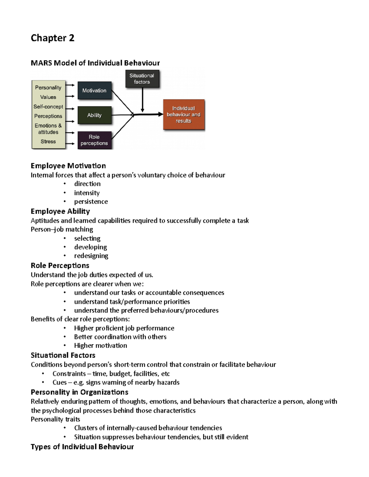 Chapter 2 OB - Lecture notes 2 - Chapter 2 MARS Model of Individual ...