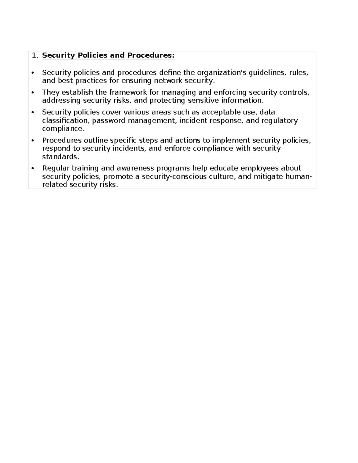 Security Policies and Procedures - 1. Security Policies and Procedures: Security policies and ...