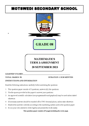 GR 8- Graphs Lesson 1 B - NOTES AND WORKSHEETS - GRADE 8 TERM 4 ...
