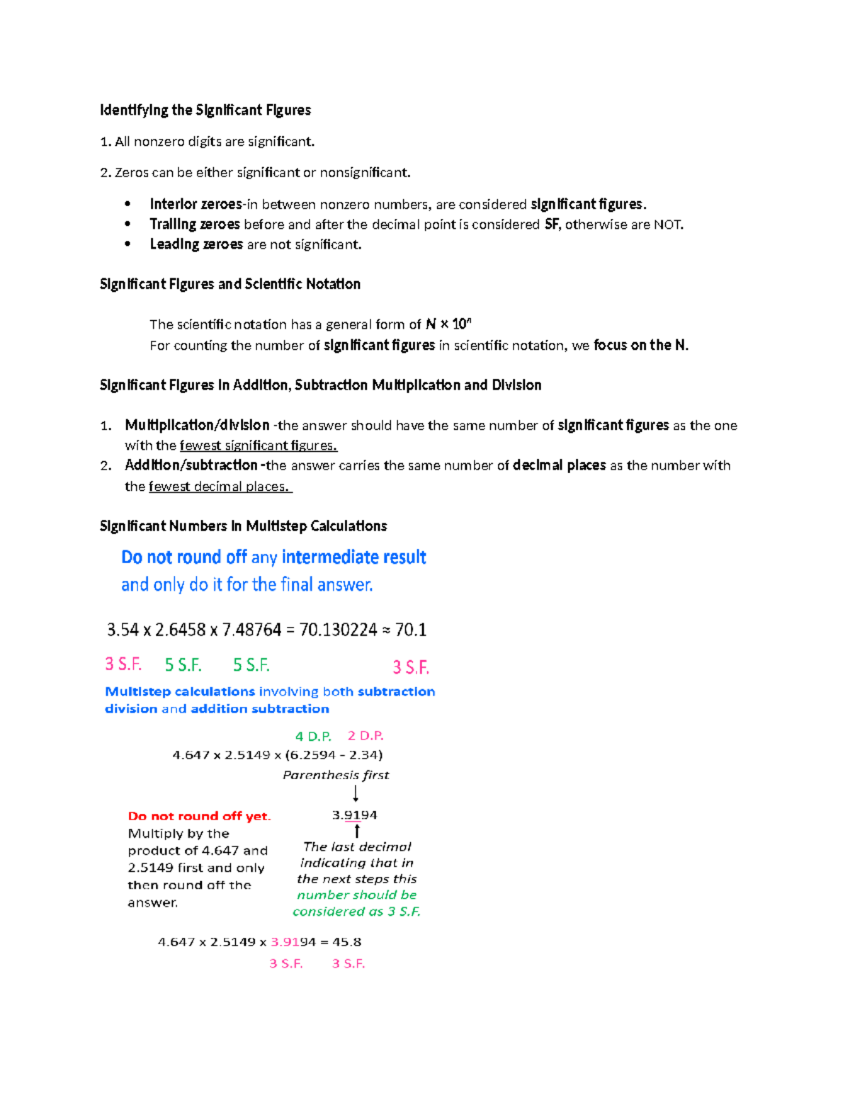 Significant Figures - Identifying the Significant Figures All nonzero ...