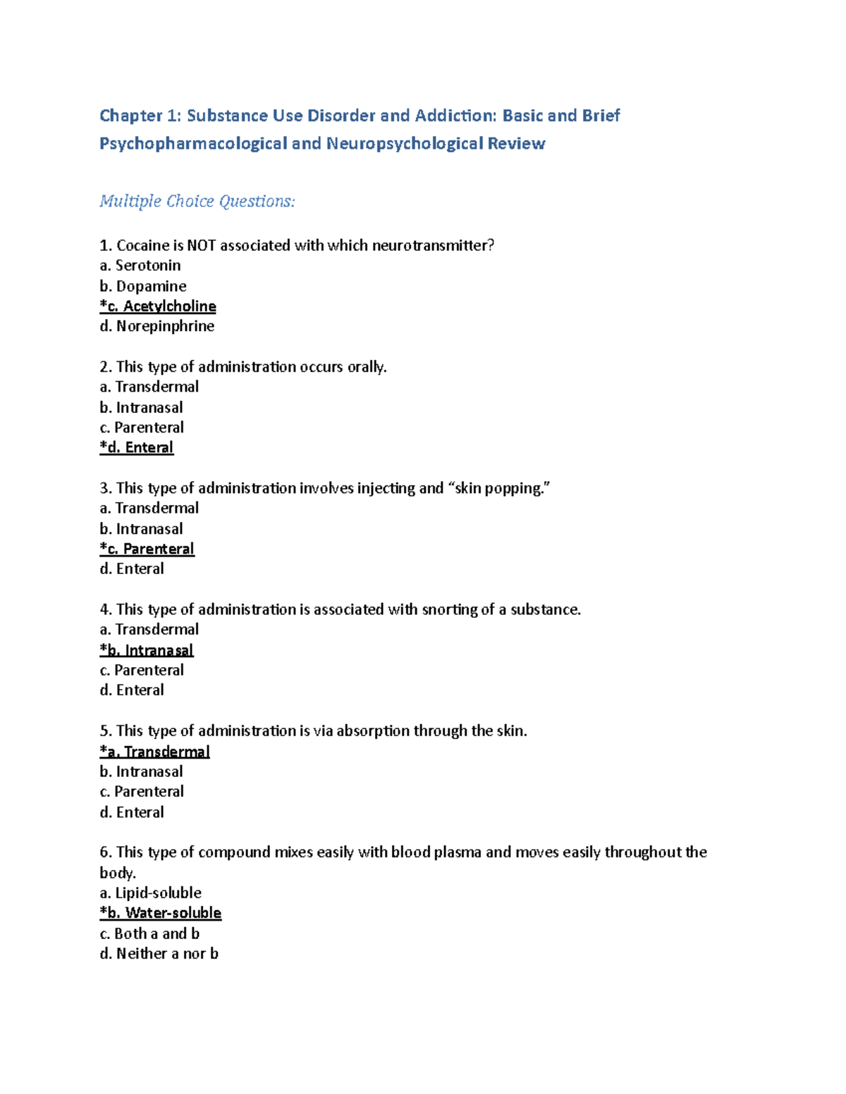 Chapter 1 Study Guide - Complete - Chapter 1: Substance Use Disorder ...