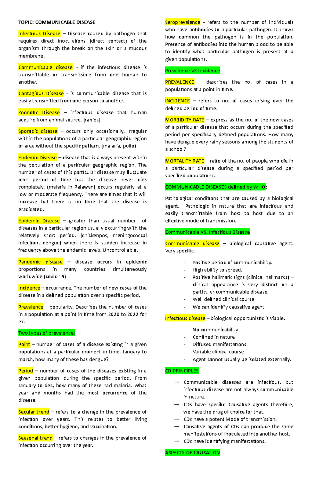 CD-notes - This is a lecture for communicable disease - TOPIC ...