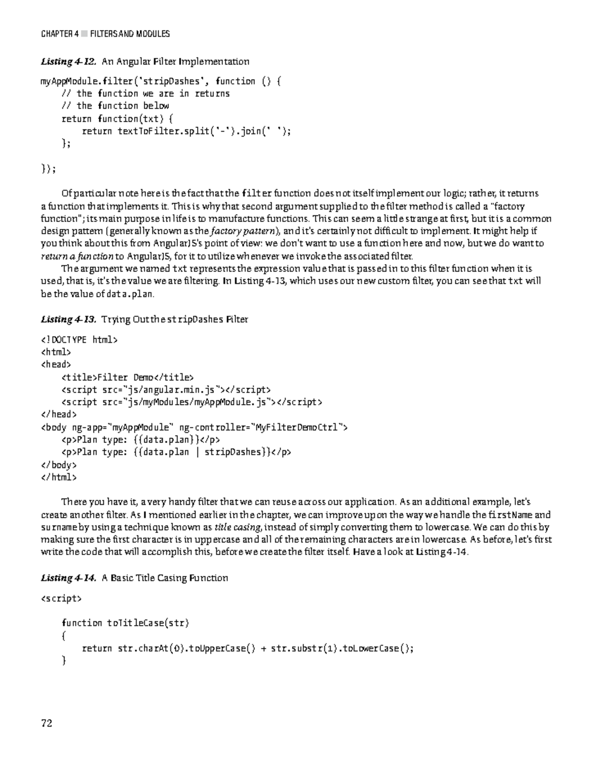 Beginning Angular Js And Web Development Chapter 4 Filters And Modules Listing 4 12 An
