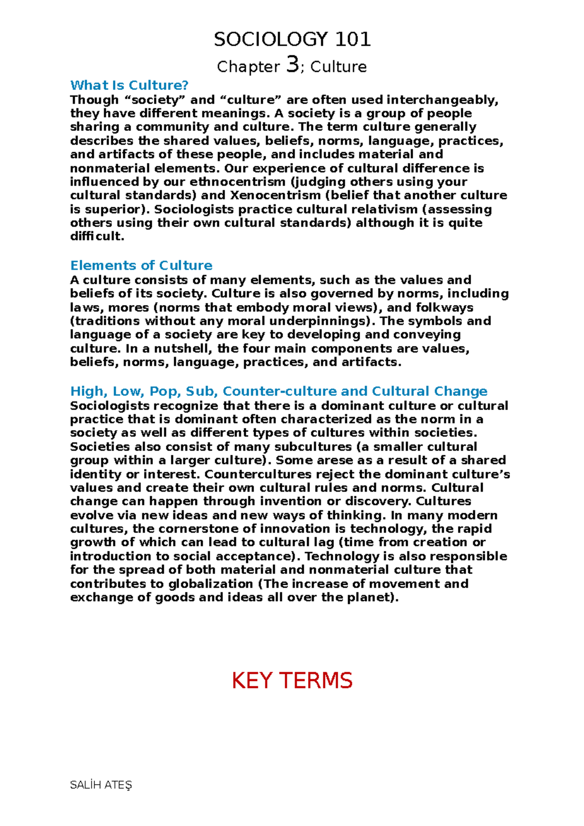 SOC 101 Chapter 3 - summary of soc 101 - SOCIOLOGY 101 Chapter 3 ...