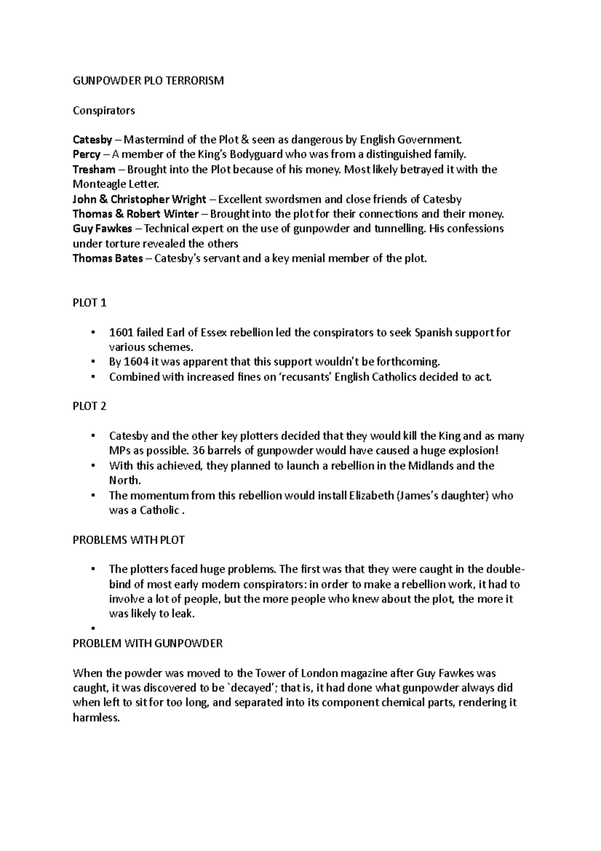 Gunpowder PLOT Terrorism - GUNPOWDER PLO TERRORISM Conspirators Catesby ...