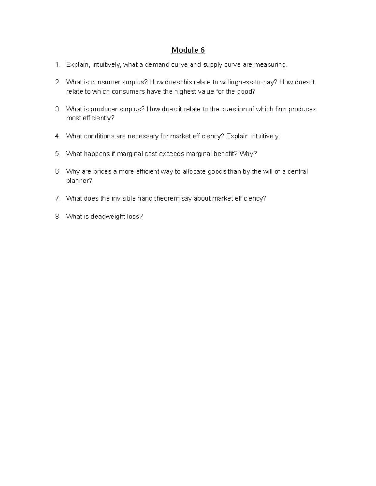 Module 6 Review Questions - Module 6 Explain, intuitively, what a ...